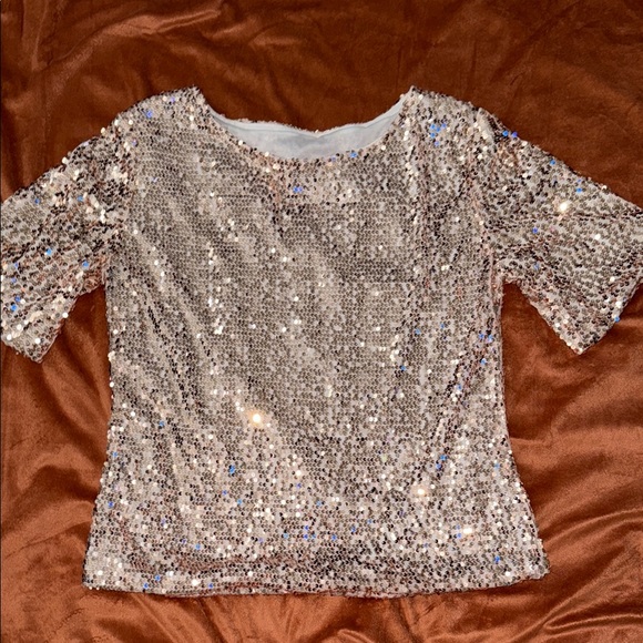 Tops | Sequin Embellished Womens Top Rose Gold | Poshmark